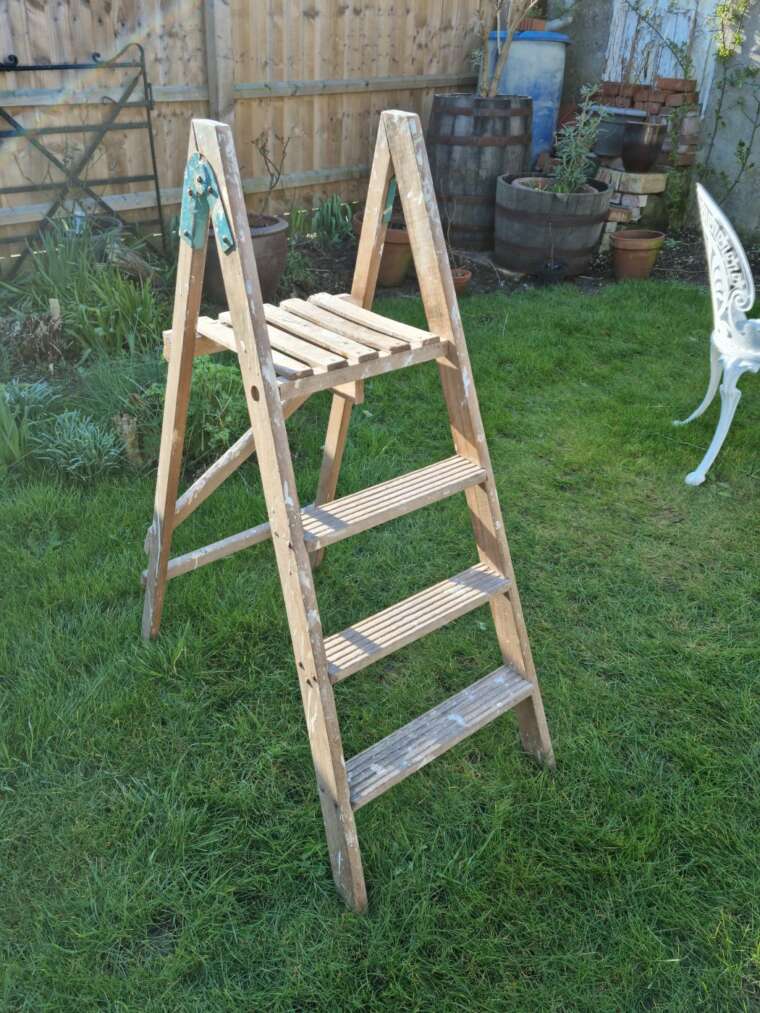 Vintage wooden step ladder - English Country Gardens