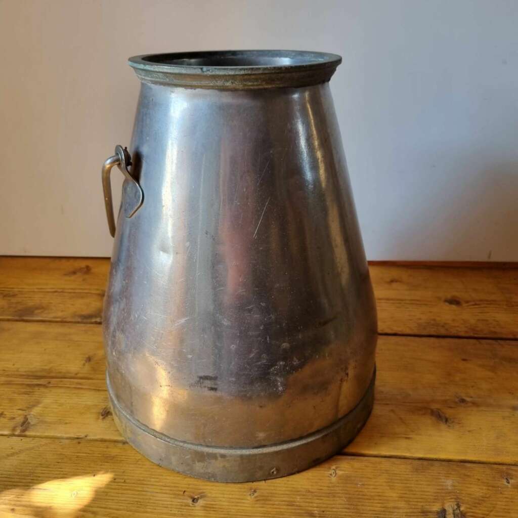 Vintage stainless steel milking churn/pail/bucket - English Country Gardens
